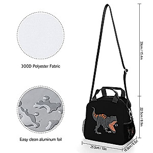 Dinosaur Printed Lunch Box Tote Bag with Handles and Shoulder Strap for Men Women Work Picnic