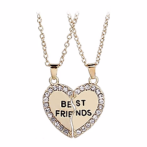 BFF Friendship Necklace Gift for 2 Best Friends Necklaces for Girls Broken Heart Pendant Necklace for Women Girls Match Best Friend Necklace Forever Heart Necklaces