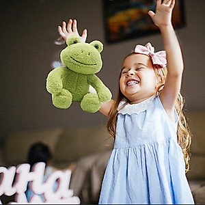 CAZOYEE Green Frog Plush Stuffed Animal, Cute Frog Plushie Doll, Birthday Christmas Soft Toy Gift for Kids Children Girls Boys, 10"