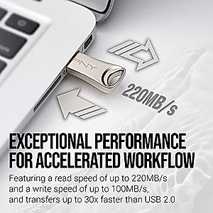 PNY 512GB Elite-X USB 3.2 Flash Drive - 220MB/s, Durable Premium Metal Housing, for Storing, Sharing, and Protecting Important Content, ‎ P-FDI512ELTX-GE, Silver