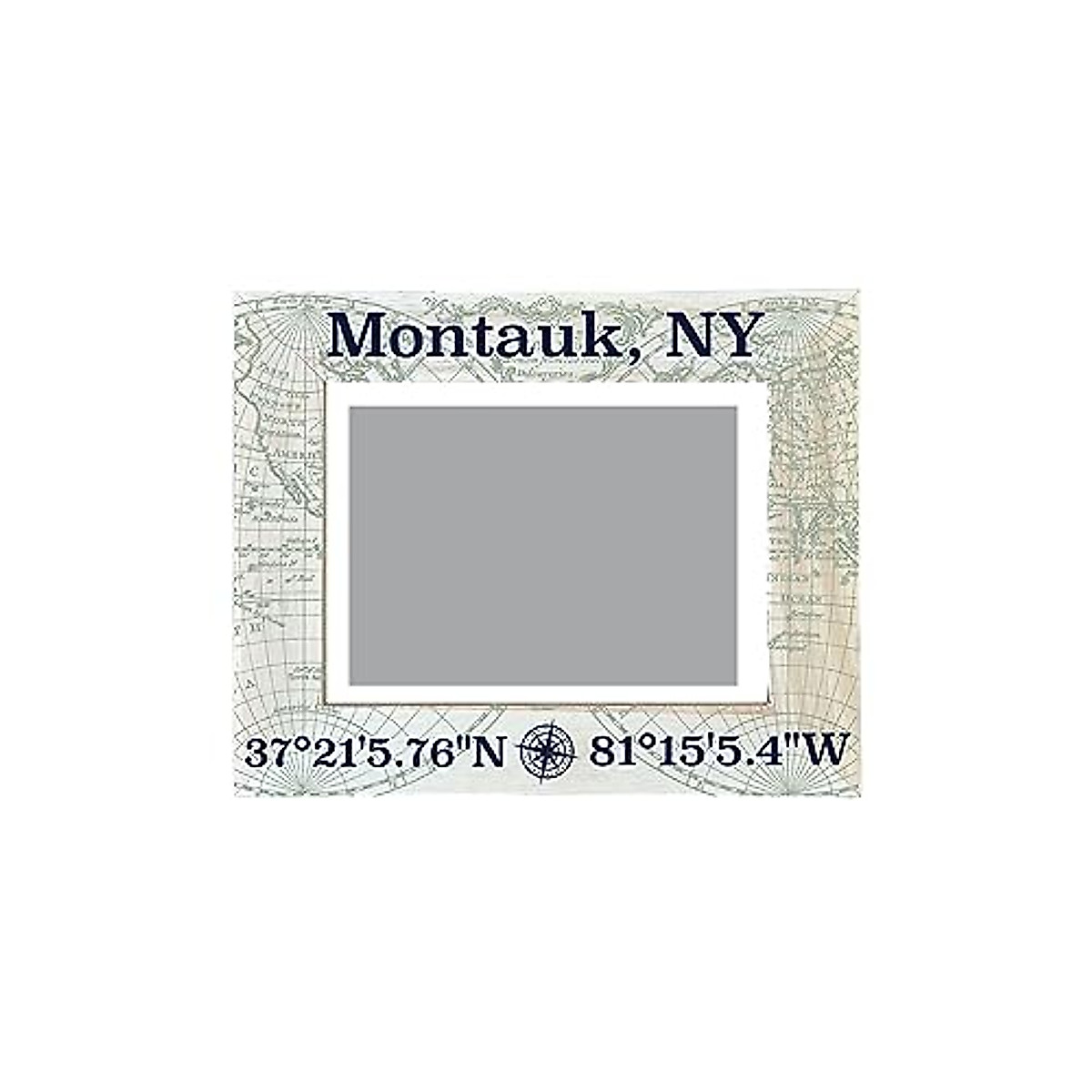 R and R Imports Montauk New York Souvenir Wooden Photo Frame Compass Coordinates Design Matted to 4 x 6