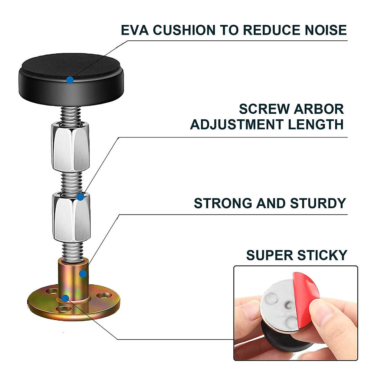 Krisler Headboard Stoppers for Wall, Adjustable Iron Bed Frame Anti-Shake Tool, Easy Install, Wall Protection,30-90mm(2PCs)