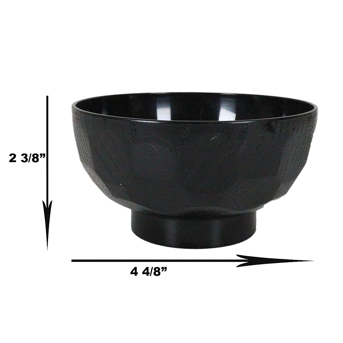 Ebros Gift Japanese Contemporary Black Lacquer Ridged Bowls For Rice Miso Appetizer Soup 4.5" Diameter Made In Japan Decorative Bowl Set of 6 Lacquered Serveware For Restaurants Home Kitchen Gifts