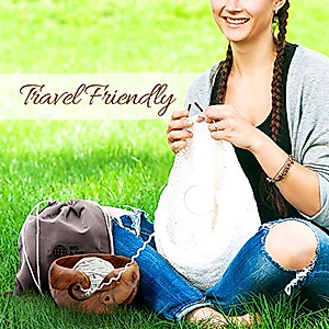 Yarn Bowls 6x3 inches for Crocheting. Wooden Yarn Bowl Holder for Knitting with Free Carry Pouch & 2 Crochet Hooks