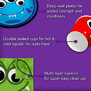 Mighty Monster Birthday Party Supplies Set Plates Napkins Cups Tableware Kit for 16