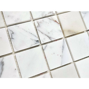 Tenedos Calacatta Gold Marble 2x2 Square Floor and Wall Tile Honed for Kitchen Backsplash| Bathroom| Fireplace Surround