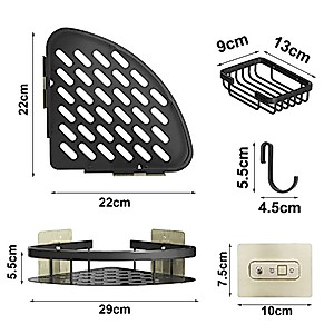 DeaGenlte Corner Shower Caddy, 3-Pack Shower Caddy Corner Shelf, No Drilling Adhesive Shower Wall Caddy with 4 Hooks, Shower Caddies for Kitchen, Dorm and Bathroom