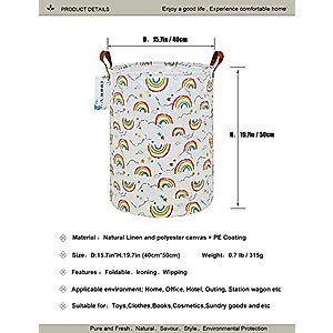 ONOEV Round waterproof laundry basket、foldable storage basket、laundry Hampers with handle、gift basket,suitable for children's room and toy storage (Rainbow)