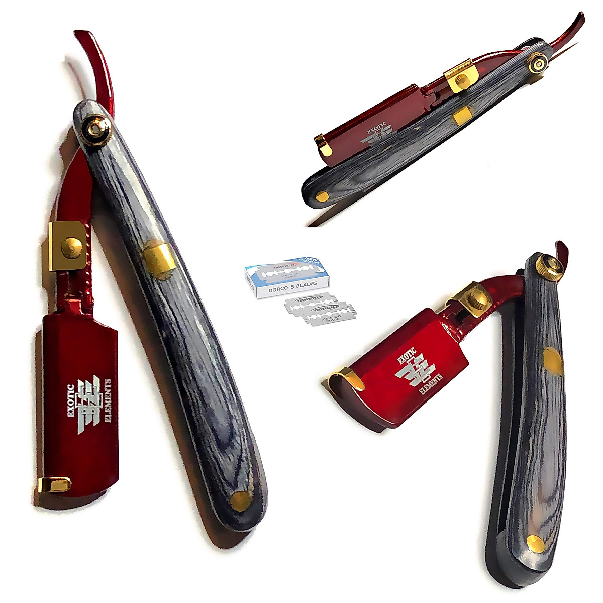Special Edition Black, Gold, and Maroon Shaving Professional Straight Edge Razor Knife - Cut Throat Shavette - All Purpose Shaver
