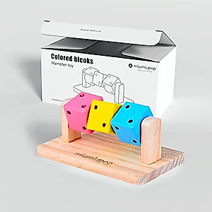 miumiupop Hamster Chew Toy Wood Platform Grinding Teeth Toys Exercise Intelligence Training Colorful Wooden Block for Small Animals Chinchilla Gerbil Guinea Pig Rat Chipmunk Squirrel Sugar Glider