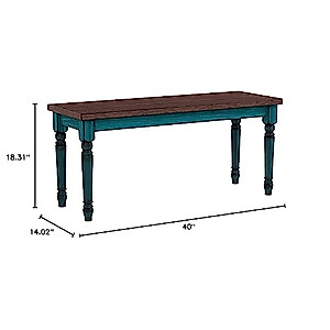 Powell Furniture Willow Dining Bench, Multicolor, 40”W x 14.02”D x 18.31”H