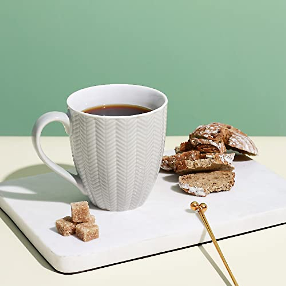 LIFVER Coffee Mugs Set of 6, 18 Oz Ceramic Mugs with Sturdy Handle for Coffee Tea Cocoa Milk, Easy to Grip & Clean, Gifts for Women men, Light Gray