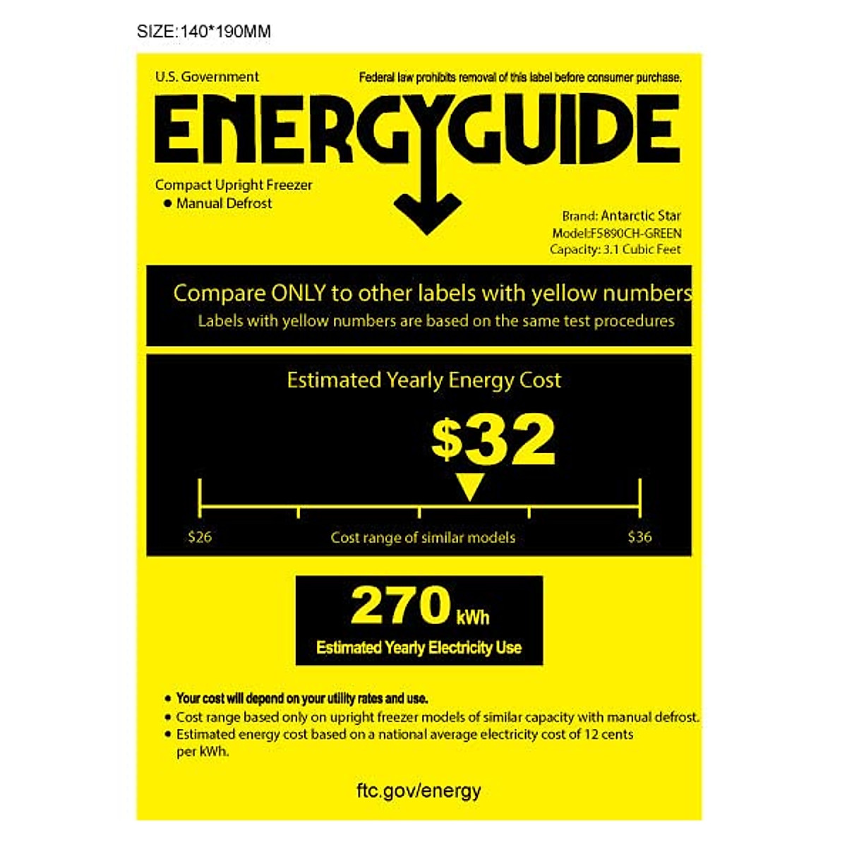 Antarctic Star Mini Fridge 3.1Cu.Ft Compact Refrigerator 2-Doors Freezer Low Noise Defrost Storage of Beverages Vegetables Fruits Kitchen Living Room Office Dormitory Green