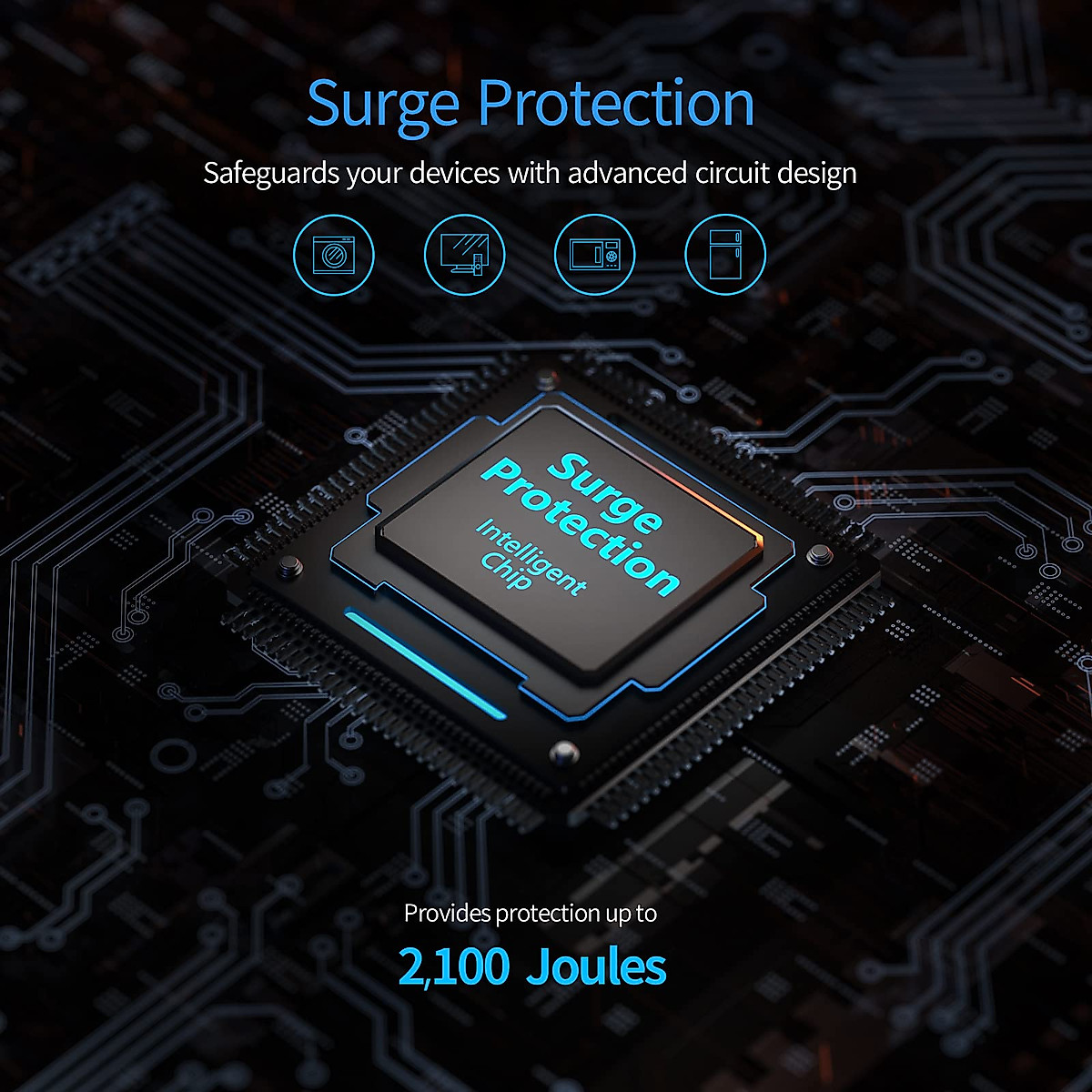 Power Strip, Bototek Surge Protector with 10 AC Outlets and 4 USB Ports,1875W/15A, 2100 Joules, 10 Feet Long Extension Cord for Home, Office, Dorm Essentials, 2100 Joules, ETL Listed- White