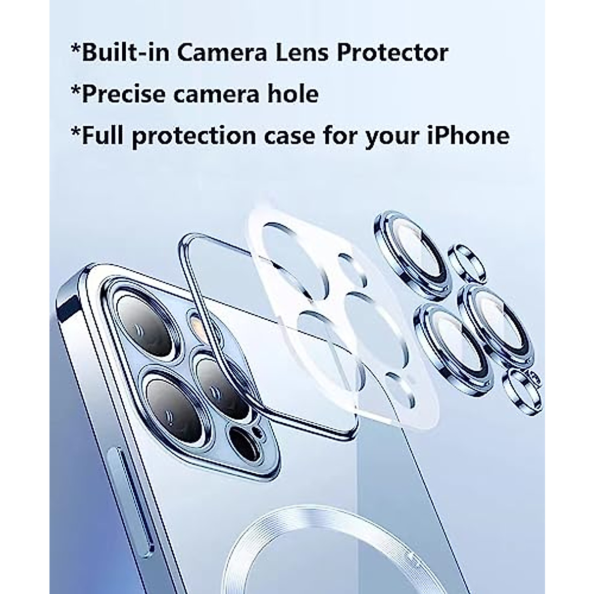 ZinLyuen Magnetic Clear Case for iPhone 13 Pro Max Case Compatible with MagSafe Built-in Camera Lens Protector Soft Shockproof Slim Case for iPhone 13 Pro Max 6.7" - Pink