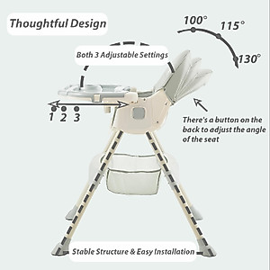 High Chair 4 in 1, High Chairs for Babies and Toddlers, Convertible High Chair with Removable Plastic Tray, 360° Lockable Wheels, Adjustable Backrest & Safety Harness(Green)