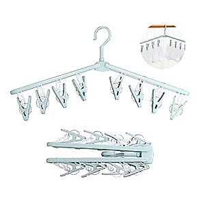 Fineget Collapsible Travel Shorts Skirt Shirt Socks Hangers with Clips Foldable Pants Clothes Plastic Suit Hangers Non Slip Closet Blue Organizer Retail Displays