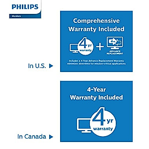 PHILIPS Computer Monitors 22 inch Class Thin Full HD (1920 x 1080) 75Hz Monitor, VESA, HDMI & VGA Port, 4 Year Advance Replacement Warranty, 221V8LN