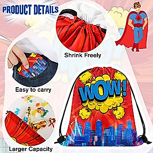 18 Pcs Hero Party Favors Bags Comic Heroes Drawstring Bag Backpacks Goodie Candy Gift Bags for Kids Girls Boys Birthday Party Supplies Decorations, 9.8 x 11.8 Inch