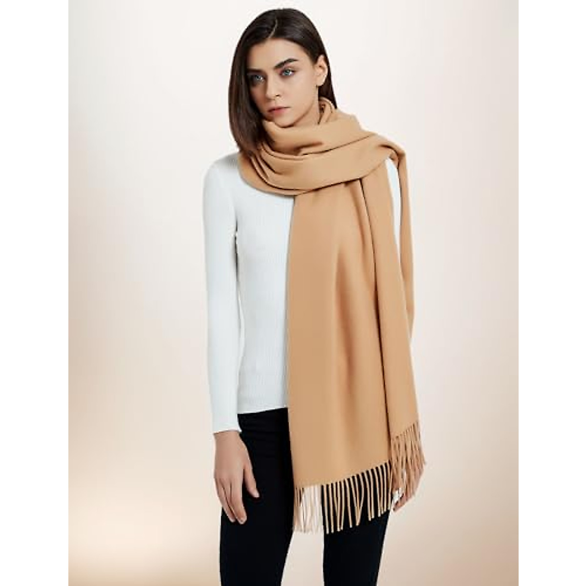 Novawo Wool Shawl Large Thick Pashmina Travel Scarf Winter Wraps for Women