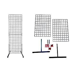 Only Hangers Black Collapsible/Portable 2' x 6' Heavy Duty Gridwall Art Display Panel with T Legs - Great for Craft and Trade Shows