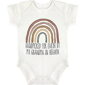 WengBeauty Handpicked for Earth by My Grandma in Heaven Baby Bodysuit/Baby Announcement, Funny Clowns Baby, Baby Clothing, Birthday Gift, Baby Birthday 3 Months