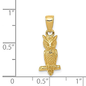 IceCarats 14K Yellow Gold Owl Symbol of Wisdom Bird Necklace Pendant Charm Only