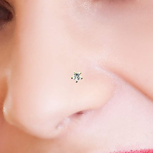 PiercingPoint 9ct Solid Yellow Gold Claw Set 3MM Star CZ Stone 22Gauge(0.6MM) Length L-Shape Nose Stud