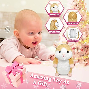 YH YUHUNG Interactive Talking Hamster Toy Repeats What You Say, Mimics Your Voice with High-Pitched Tone & Head Nodding, Soft, Durable Plush Hamster Stuffed Animal Repeating Toy for Kids