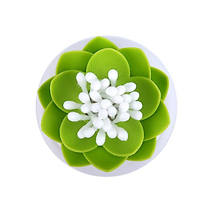 Niviy Q-Tips Holder Cotton Swab Organizer Lotus Shape Swab Cosmetic Storage Bathroom Decor, Green