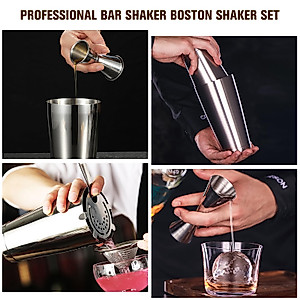 Boston Shaker Cocktail Set Bartender Kit, 12 Pcs Drink Shaker with Strainer Bartending Martini Shaker Tin with 18oz & 28oz Mixed Alcohol Shaker Professional Stainless Steel Bar Tool for Beginner
