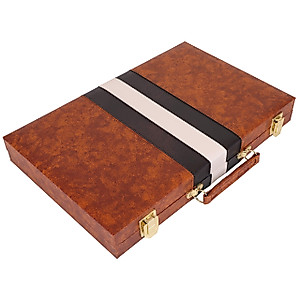 Kangaroo's “15 Inch Faux Leather Vinyl Backgammon Set I Premium Backgammon Board Game with Leather Case I Best Travel Game Sets for Adults I Luxury Foldable Classic Board Game