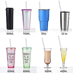 ALINK 12 Reusable Black Straws + 12 Clear Glitter Straws