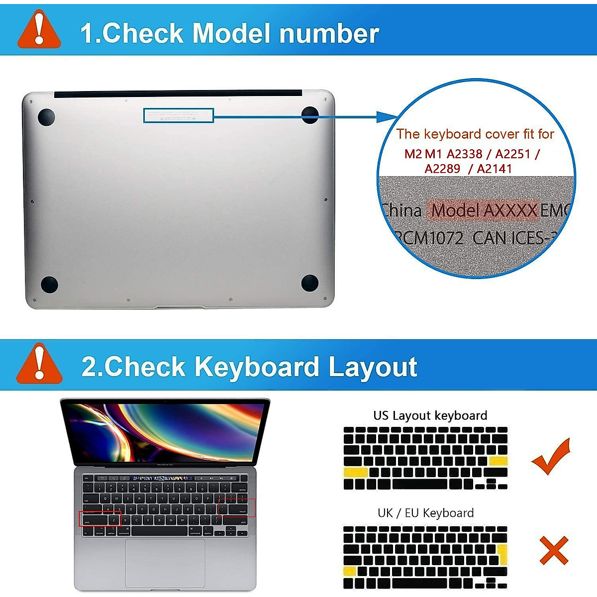 EooCoo Keyboard Cover Ultra Thin Compatible with MacBook Pro 13 inch 2024-2020 M2 M1 A2338 A2289 A2251 & MacBook Pro 16 inch A2141 2019 Release with Touch Bar & Retina Display, Clear