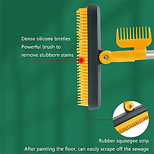 2 In 1 Silicone Pet Hair Remover Broom Premium Rubber Brooms for Floor Cleaning With Long Handle for Home Cleaning Yellow-green