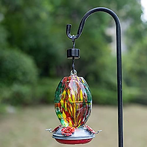 Muse Garden Hummingbird Feeders for Outdoors Hanging, Blown Glass Hummingbird Feeder, Hummingbird Gifts for Mom, Garden Backyard Decor, Unique Gifts Idea for Women Mothers Day, 27OZ, Emerald Peacock