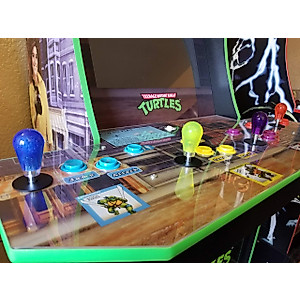 Alvatron Set of 2 Transparent Joystick Bat Top Handles Clear Oval Translucent Ball Tops for Arcade1up, Atgames Legends Ultimate Arcade, Pandora's Box, Mame, Seimitsu, Zippy, JLF Sanwa (Blue)