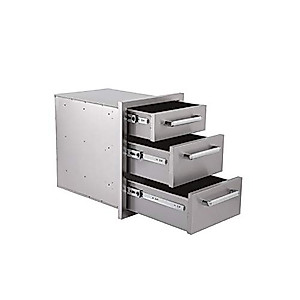 Bonfire Outdoor Kitchen Drawers Stainless Steel Built-in Triple Drawers L16.5 x W21.9 x H22 Inches Triple Layer BBQ Drawers for Outdoor Kitchen BBQ Island, 304 Stainless Steel Drawers, CBATD