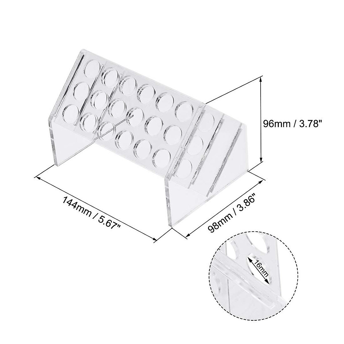 uxcell Slant Rack Acrylic Test Tube Holder 18 Wells for 10ml/15ml Centrifuge Tubes Clear