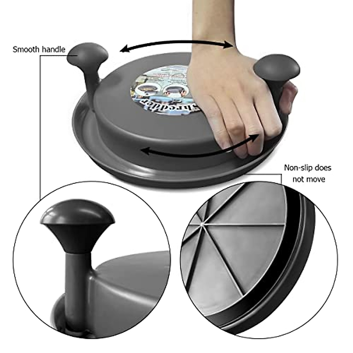 HJKB Chicken Shredder, Alternative to Bear Claws Meat Shredder, Meat Shredding Tool with Handles and Non-Skid Base Suitable for Pulled Chicken, Pork and Beef Anti-scalding Dishwasher Safe 10.5" (Grey)