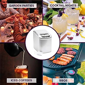 Countertop Ice Maker Nugget pebble Ice Maker Machine Portable Chewable Compact Mini Ice Chip Maker Nugget Machine Produce 26lbs per Day Bullet Soft Ice Cube Fruit Juice Ice, Silver SMETA