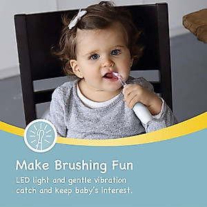 Papablic BabyHandy 2-Stage Sonic Electric Toothbrush for Babies and Toddlers Ages 0-3 Years, Blue Bundle with Pink