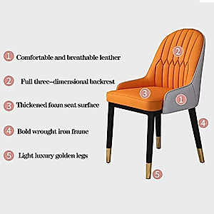 SHAWLA Chairs Modern Dining Kitchen Room Chairs PU Leather High Back Soft Seat Metal Legs,Side Chairs for Living Room Dining Chairs (Color:Grey)