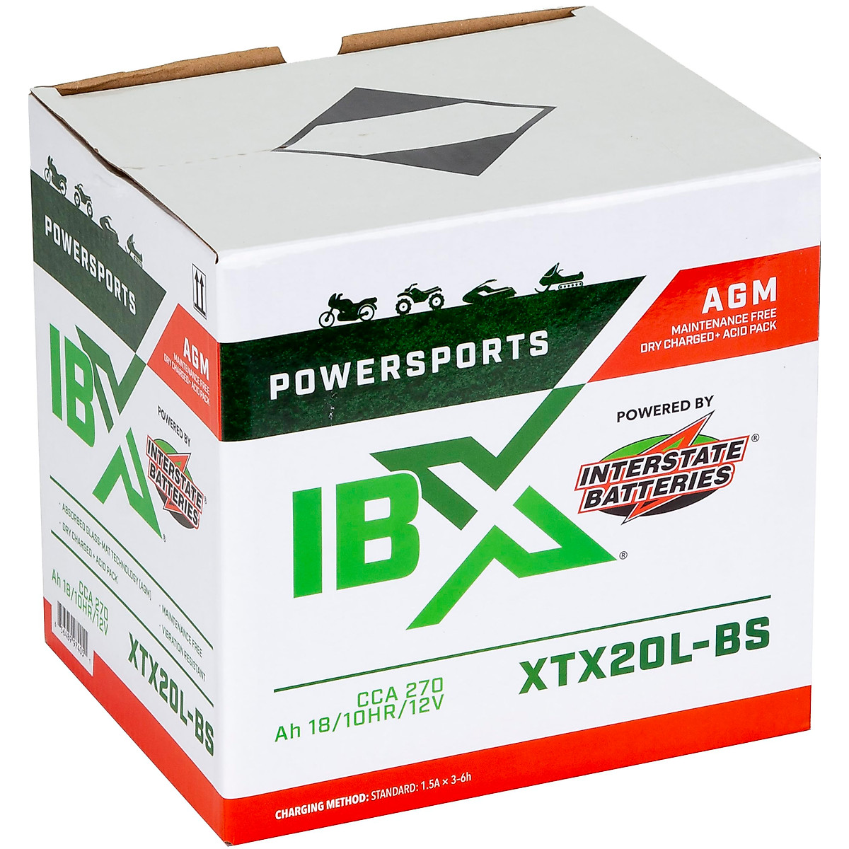Interstate Batteries YTX20L-BS 12V 18Ah Powersports Battery 270CCA AGM Rechargeable Replacement for Motorcycles, ATVs, Jet Skis, Snowmobiles, UTVs (XTX20L-BS)