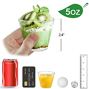Eupako 5 oz Clear Plastic Dessert Cups 100 Pack Small Clear Plastic Tumbler Cups Great for Desserts, Appetizers, Puddings, Mousse