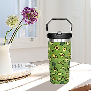 Avocado Stuff, Avocado Travel Mug, Coffee Tumbler for Women, with Flip Straw and Top Handle Tumbler Avocado Gifts,Unique Birthday Gifts 20 OZ