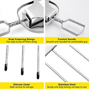 4PCS Kabob Skewers for Grilling, 14'' Stainless Steel Kebab Skewers, 3 Prong Metal Grill Skewers with Push Bar Slider, Skewer Sticks for Meat Veggies Marshmallows Fruits, BBQ Barbecue Accessories