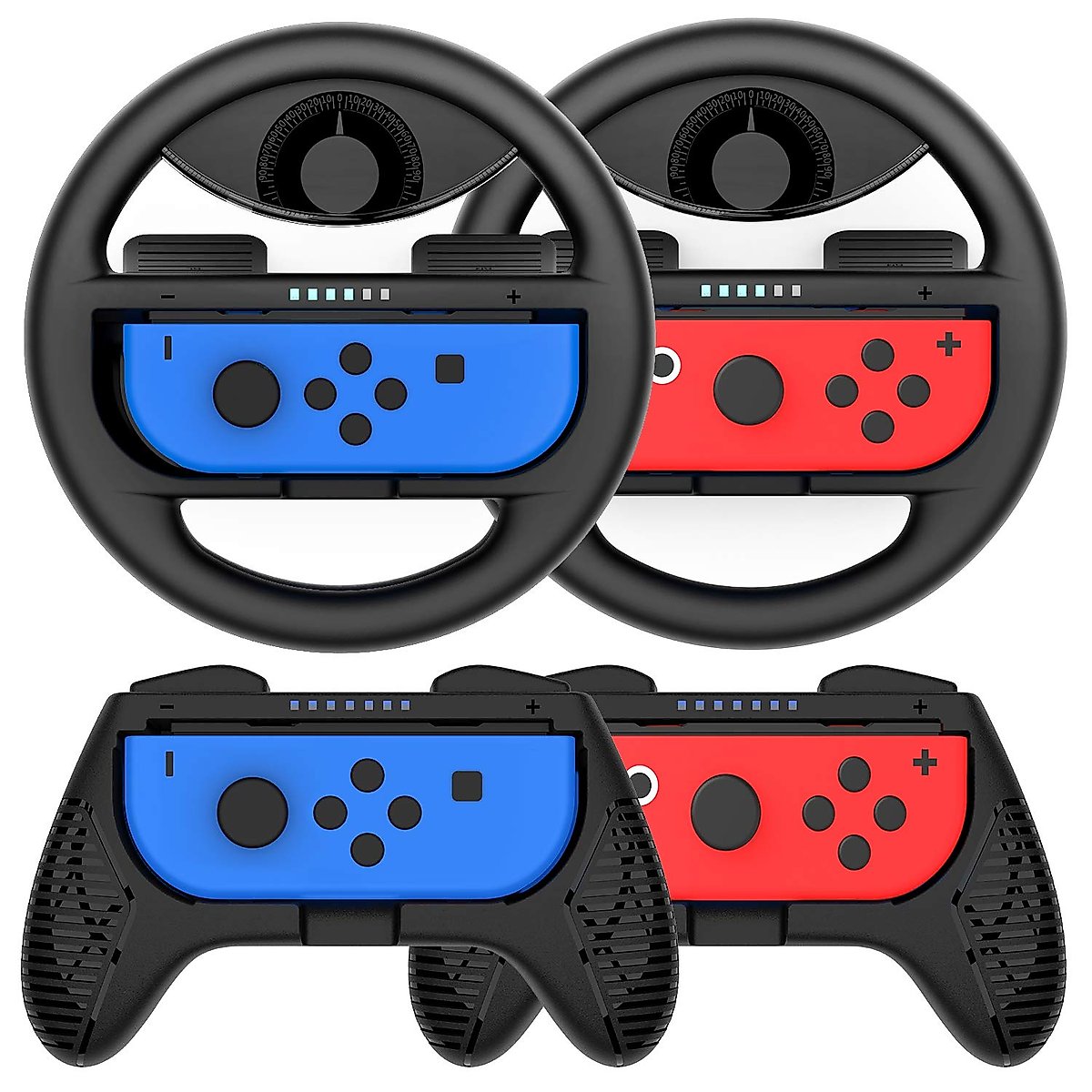 Grip for Switch Controller - 4 Pack Racing Steering Wheel Switch Controller Game Grip Handle Kit Fit for Switch Joycon Controllers (Black)
