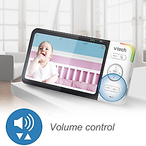 VTech RM5754HD RM5754HD Smart Wi-Fi 1080p Video Baby Monitor System with 5-in. Display, Night-Light, and Remote Access, White
