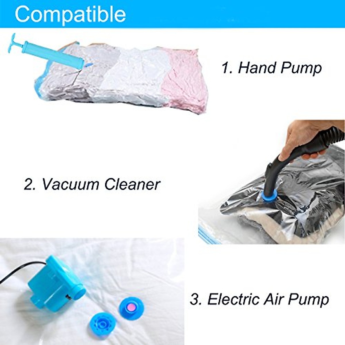Vacuum Storage Bags Space Saving Bags for Comforters Clothes Pillow Bedding Blanket Storage, Double Zip Lock Seal & Leak Valve, Free Travel Hand Pump Included (4 Pack Medium - 28 * 20 inches)